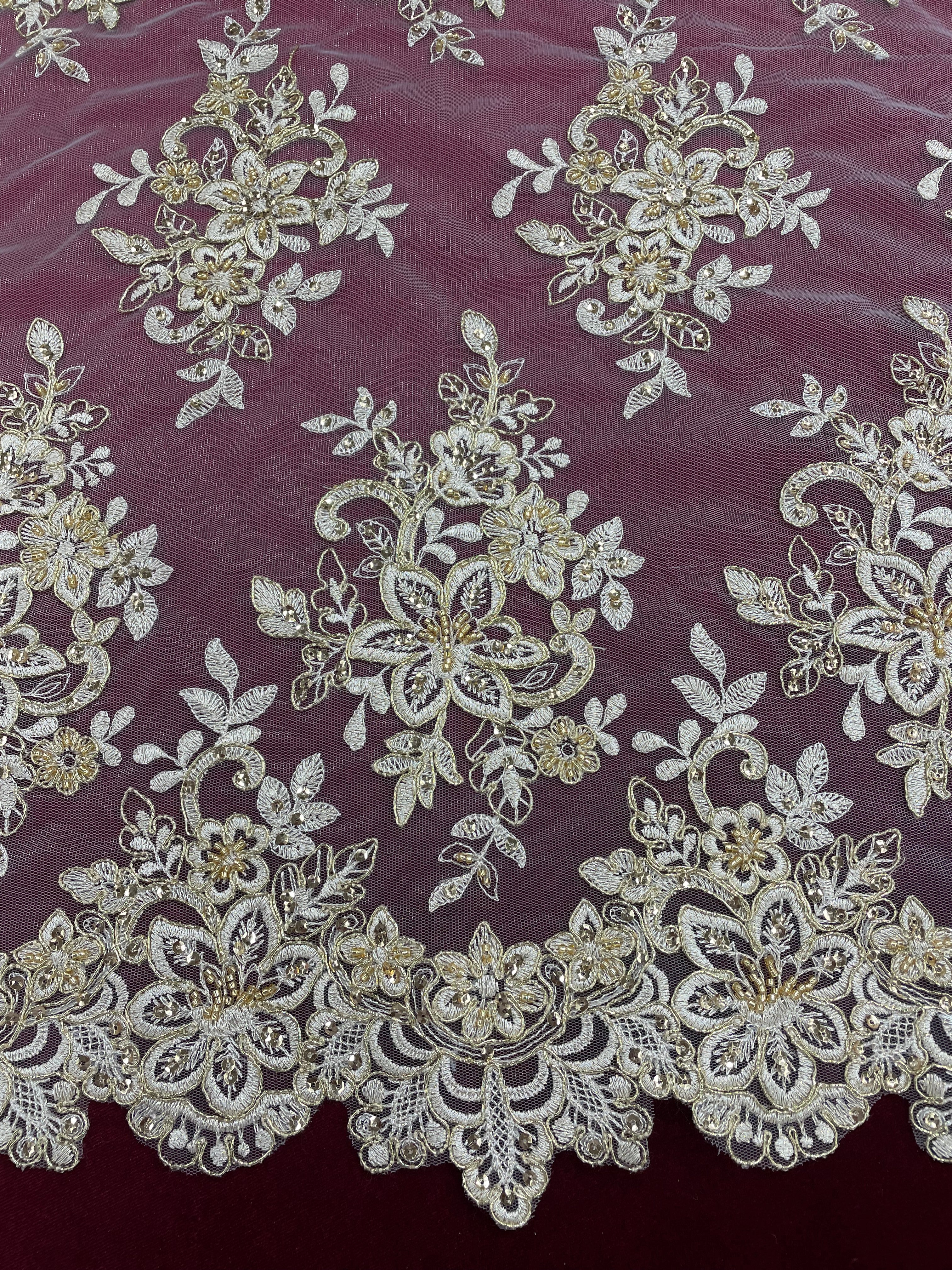 Embroidered Lace Fabrics Beaded/Corded with Trimmed Edges | Lace USA