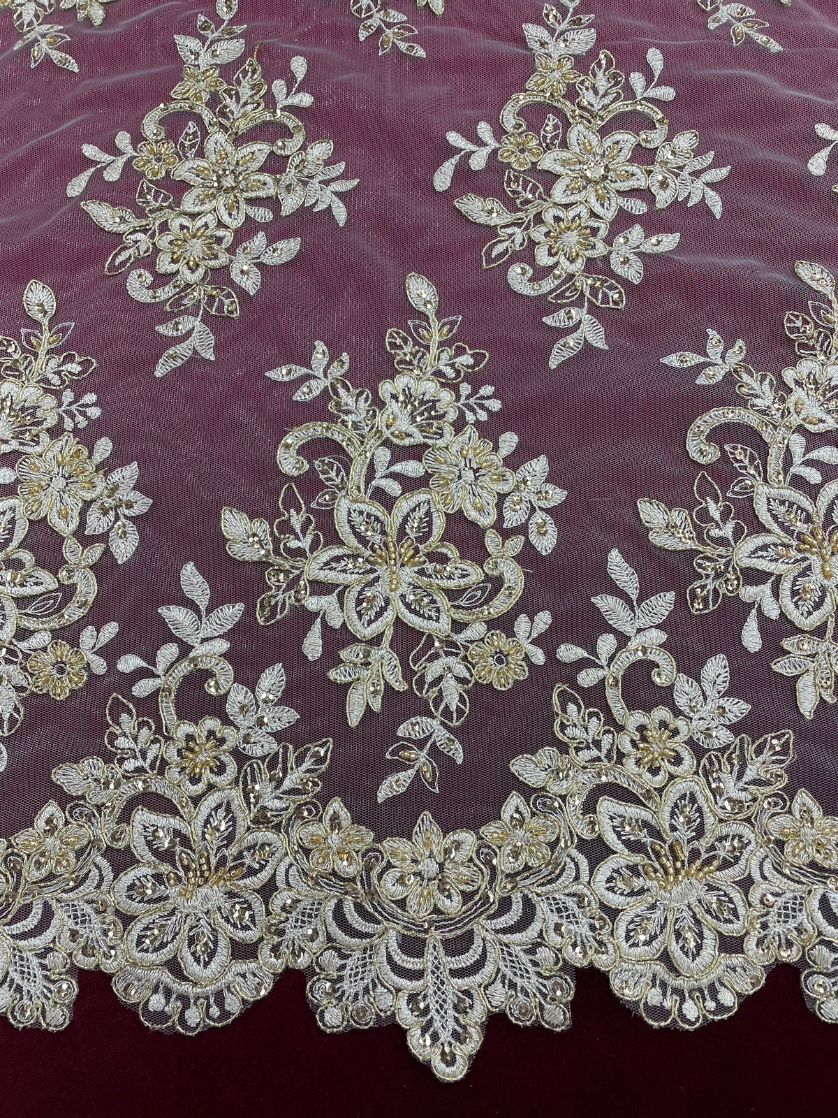 Embroidered Lace Fabrics Beaded/Corded with Trimmed Edges | Lace USA ...