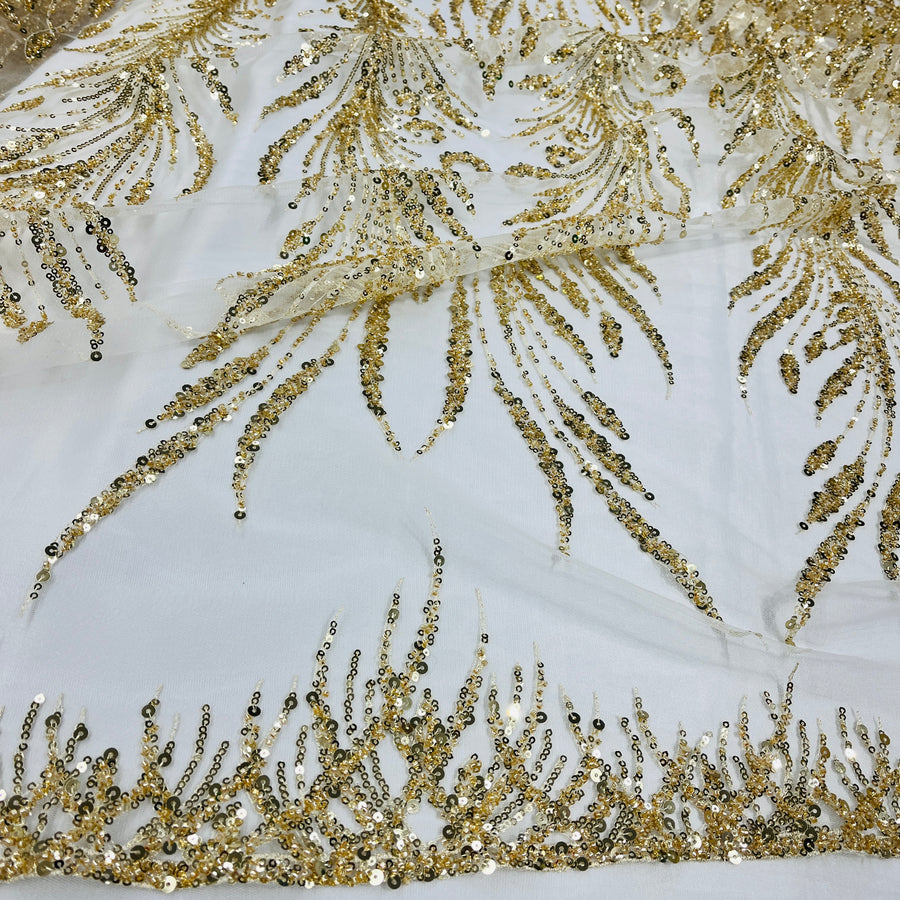 Beaded Lace Fabric Embroidered on 100% Poly. Mesh | Lace USA - GD-3785