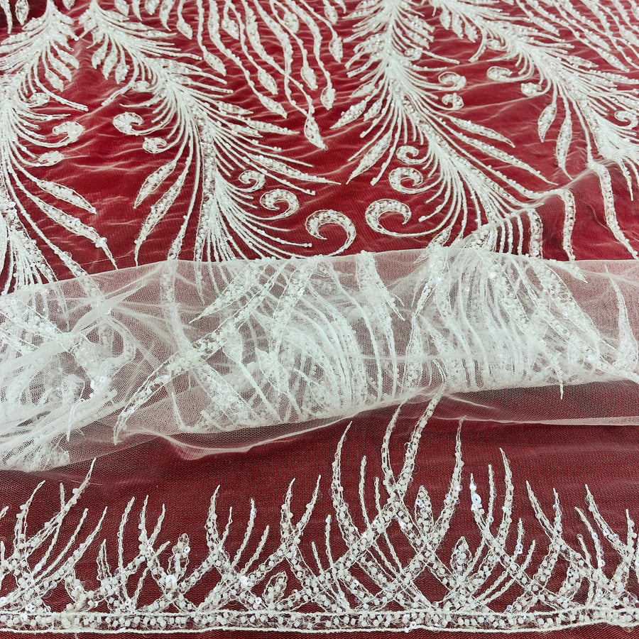 Beaded Lace Fabric Embroidered on 100% Poly. Mesh | Lace USA - GD-3785