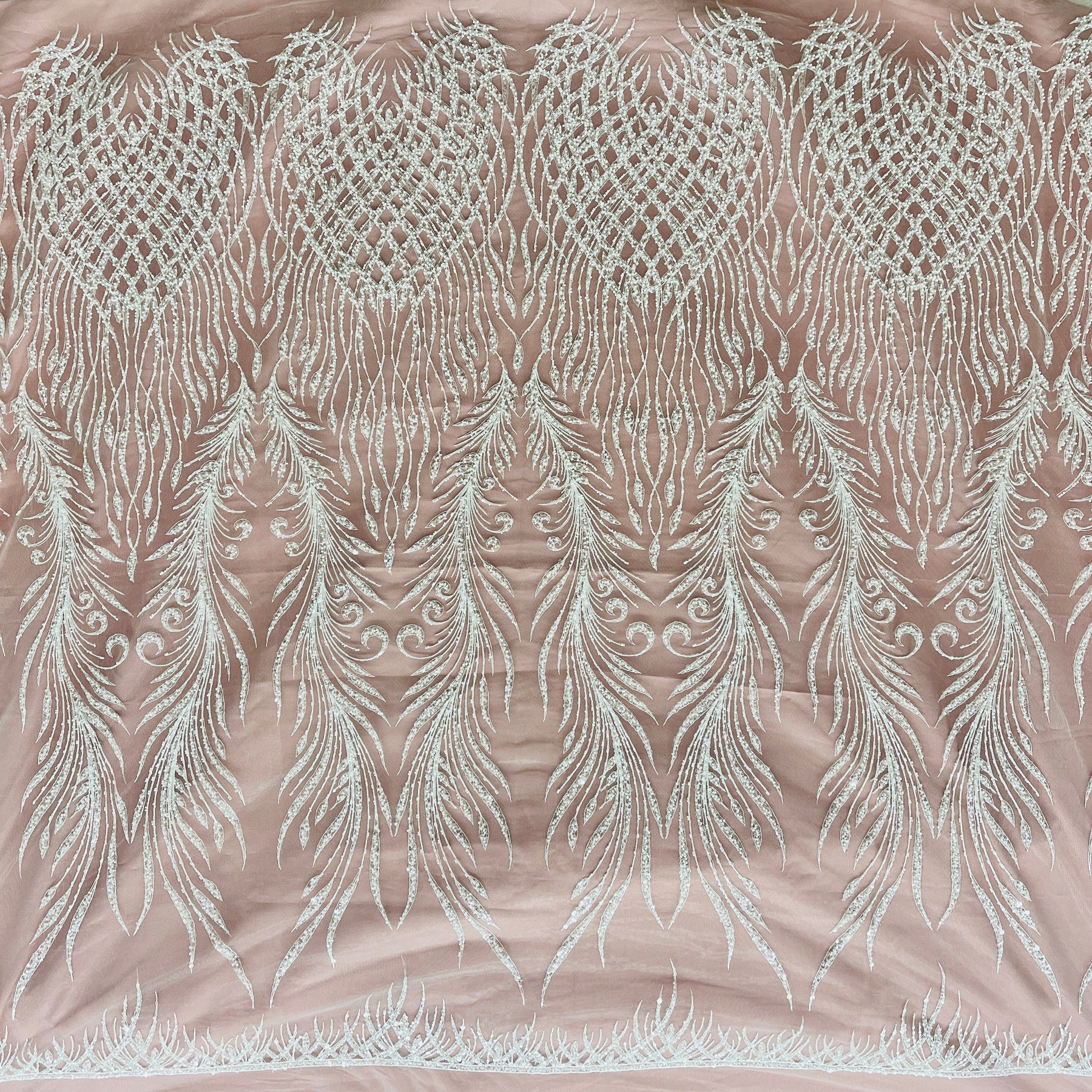 Beaded Lace Fabric Embroidered on 100% Poly. Mesh | Lace USA - GD-3785