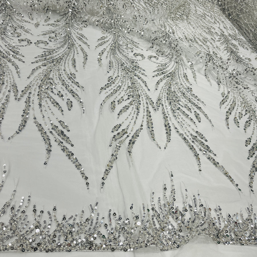 Beaded Lace Fabric Embroidered on 100% Poly. Mesh | Lace USA - GD-3785