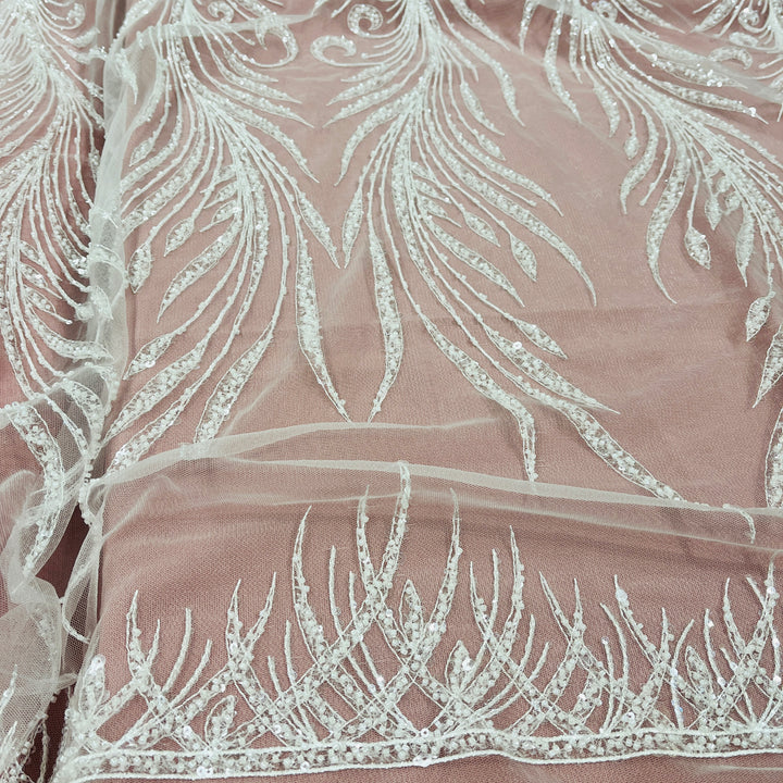 Beaded Lace Fabric Embroidered on 100% Poly. Mesh | Lace USA - GD-3785