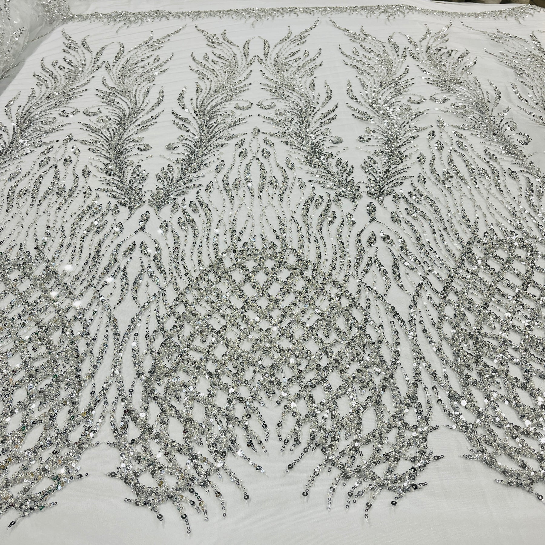 Beaded Lace Fabric Embroidered on 100% Poly. Mesh | Lace USA - GD-3785