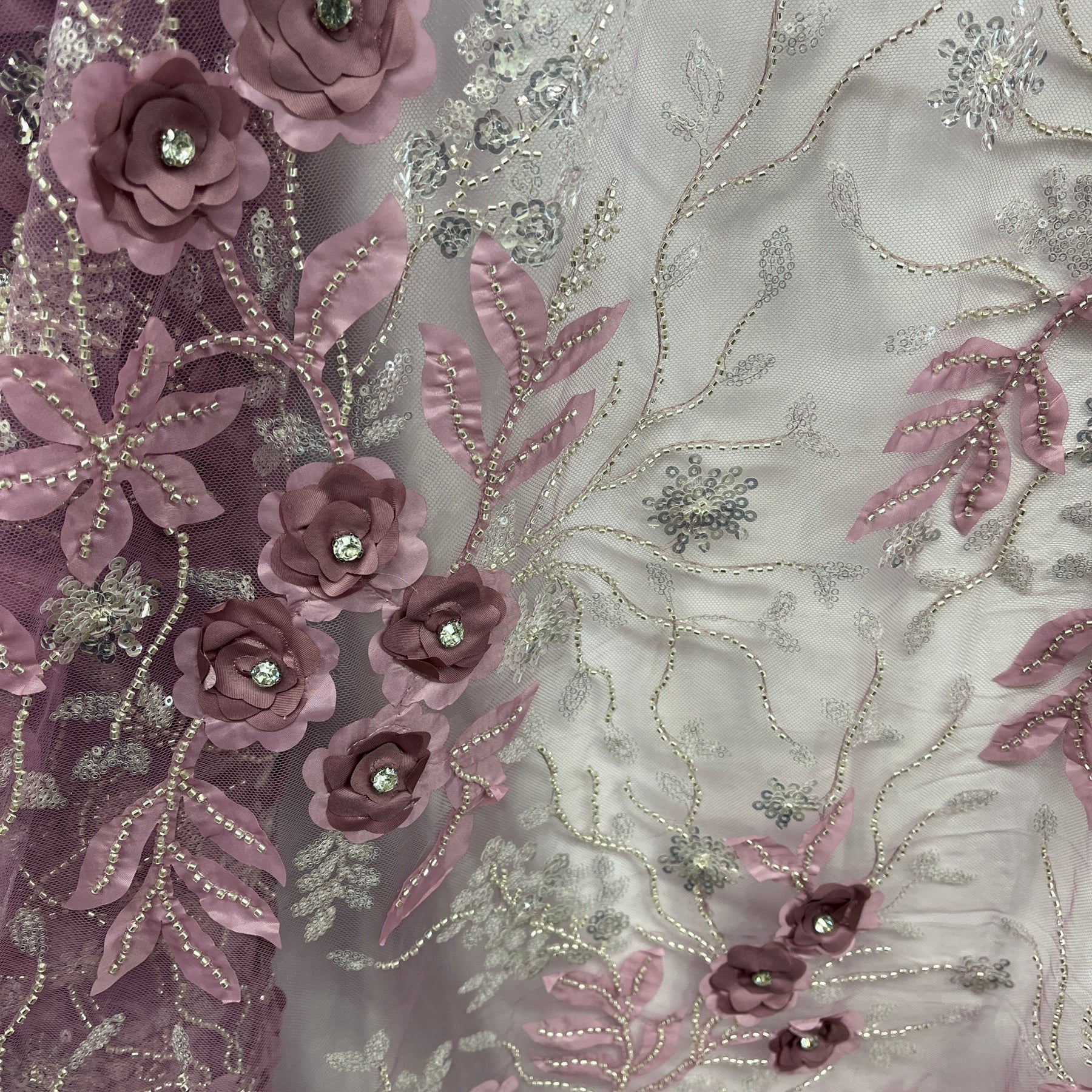 Beaded 3D Floral Lace – Bridal, Dance & Quinceañera Fabric | Lace USA ...