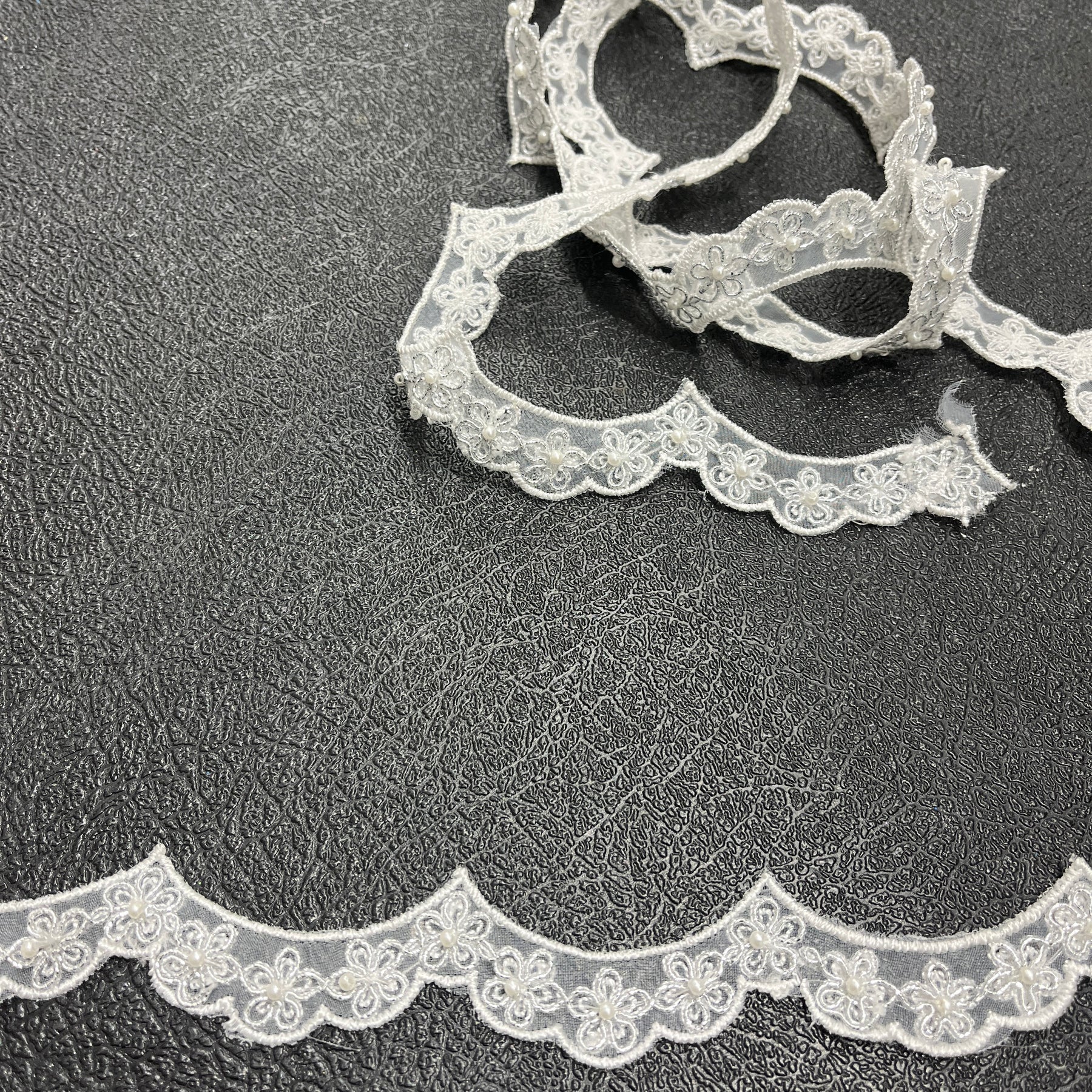 Beaded & Corded Lace Trim Embroidered on Poly Net| LaceUSA - 96758N-BP ...