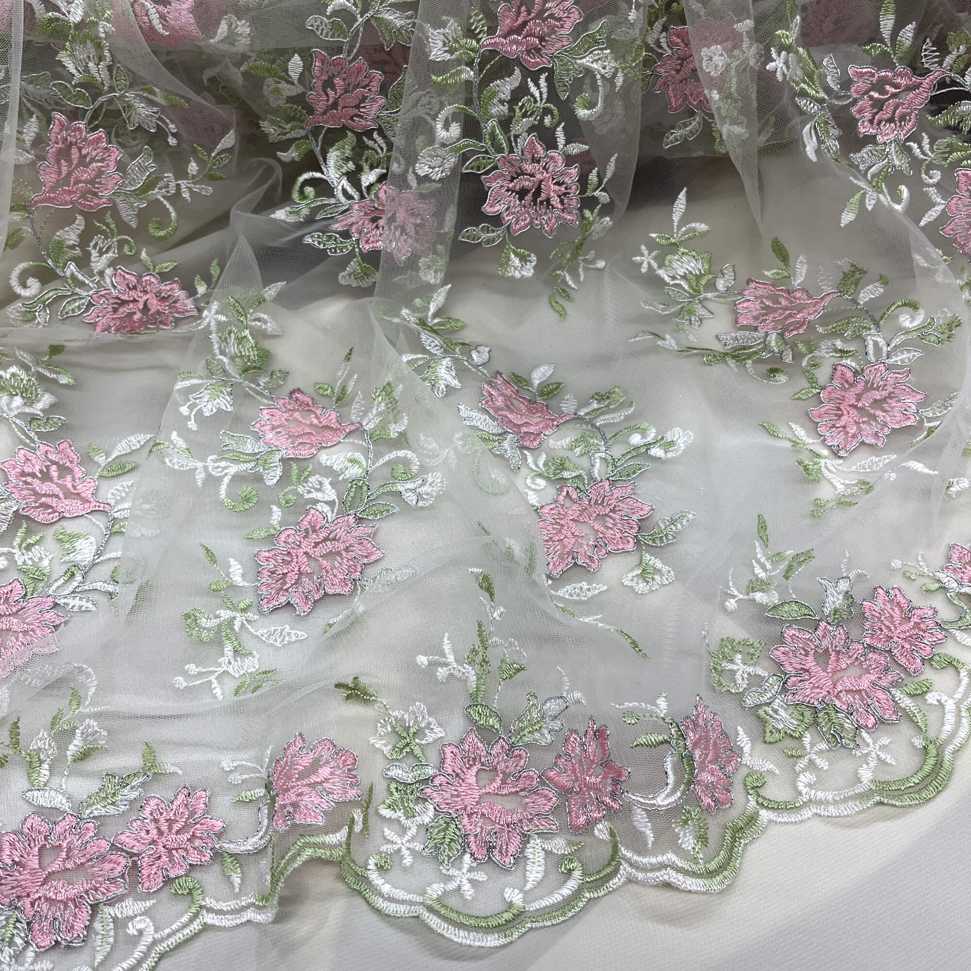 Corded Floral Lace Fabric | Bridal, Baptism & Dress Lace | Lace USA ...