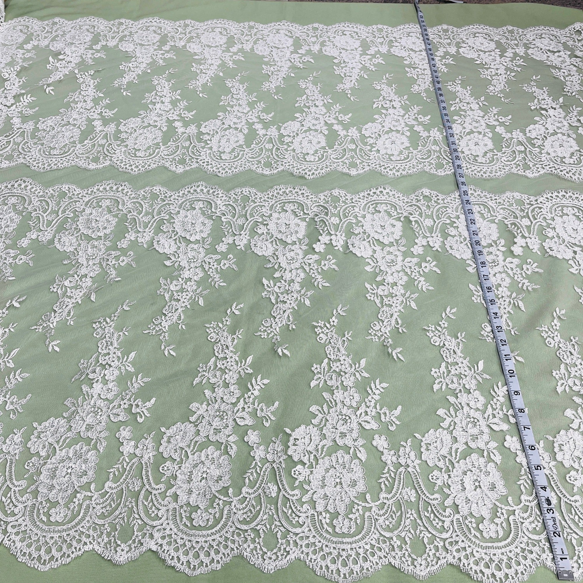 Corded Bridal Lace Fabric Embroidered on 100% Polyester Net Mesh | Lac ...