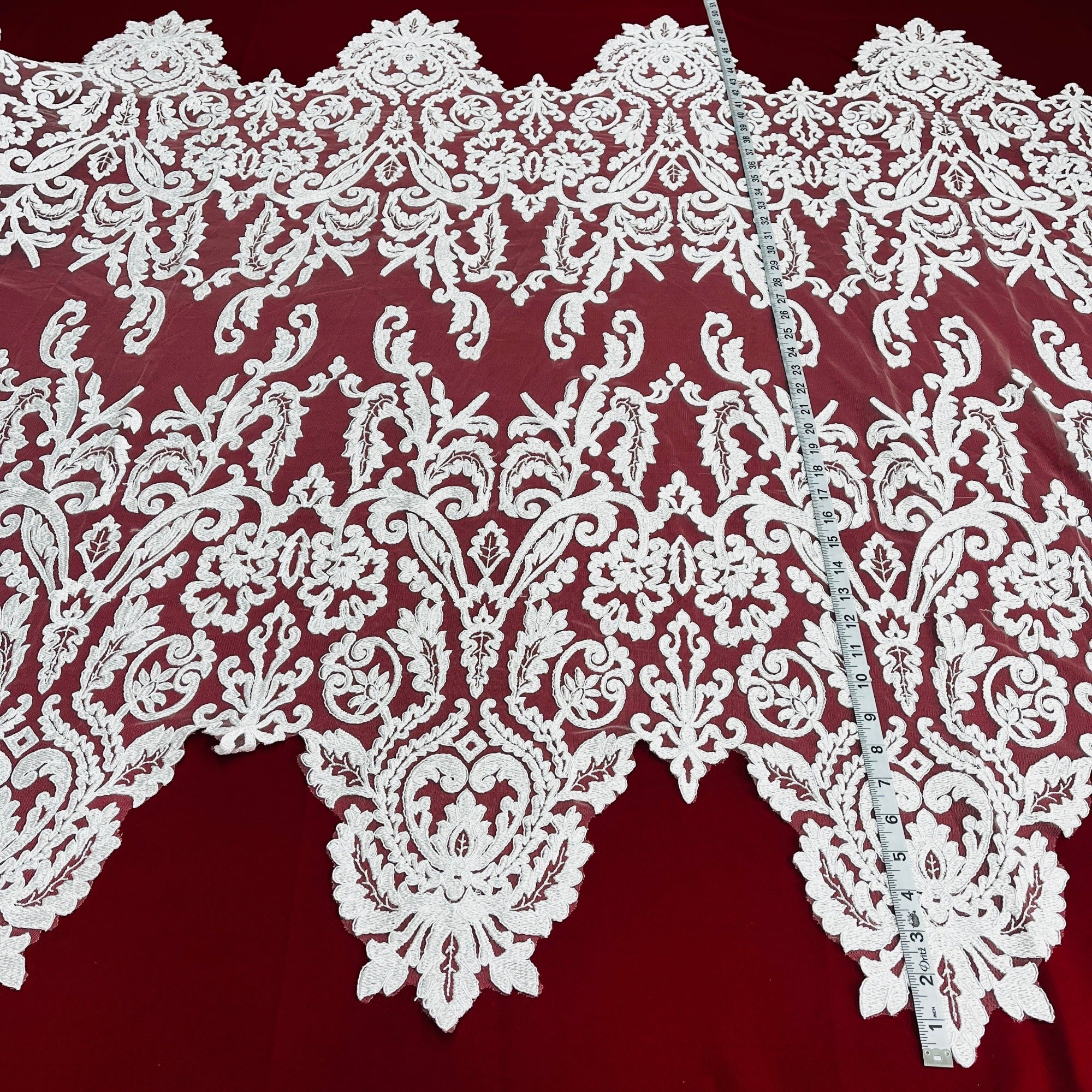 Corded Bridal Lace Fabric Embroidered on 100% Polyester Net Mesh | Lac ...