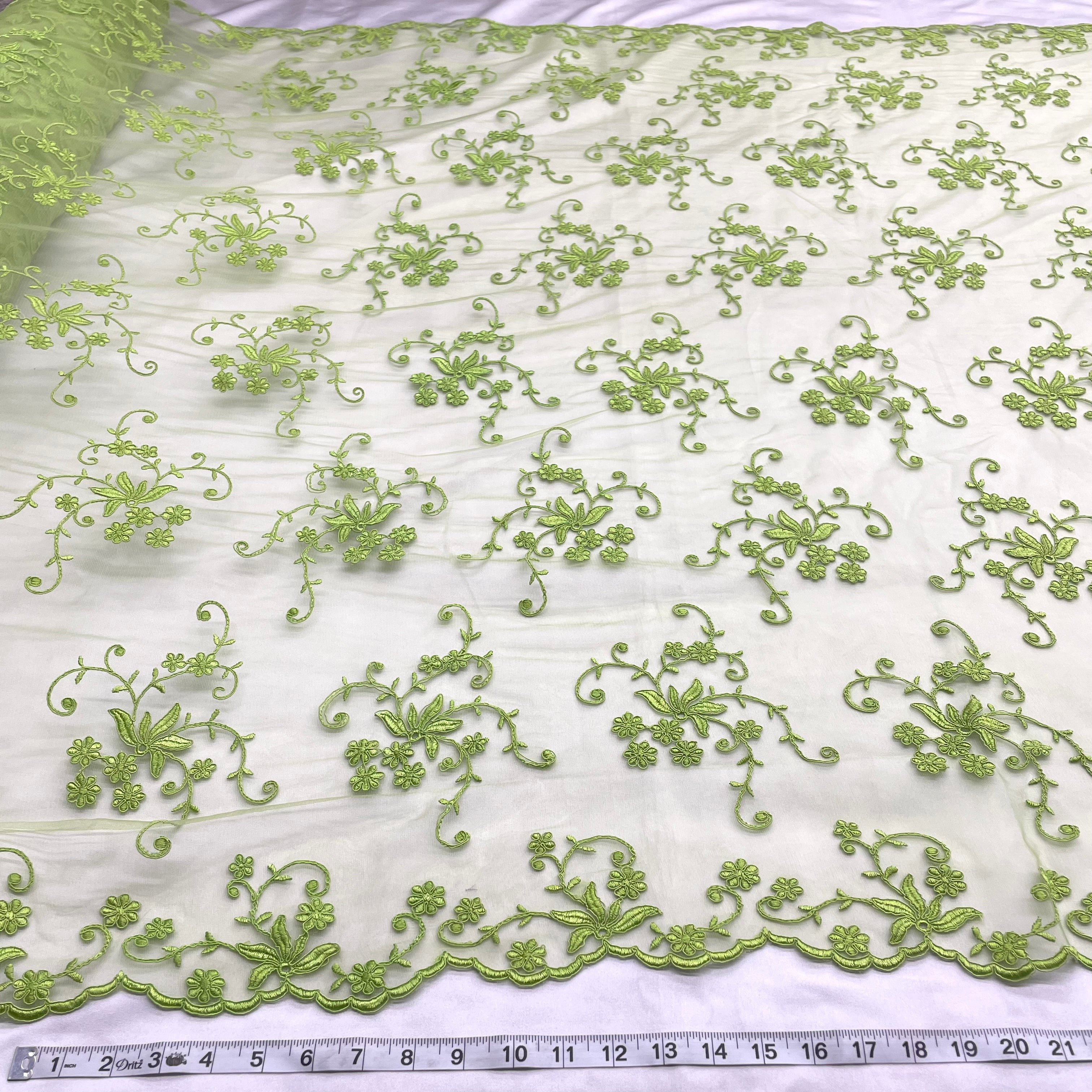 Corded Bridal Lace Fabric Embroidered on 100% Polyester Net Mesh | Lac ...