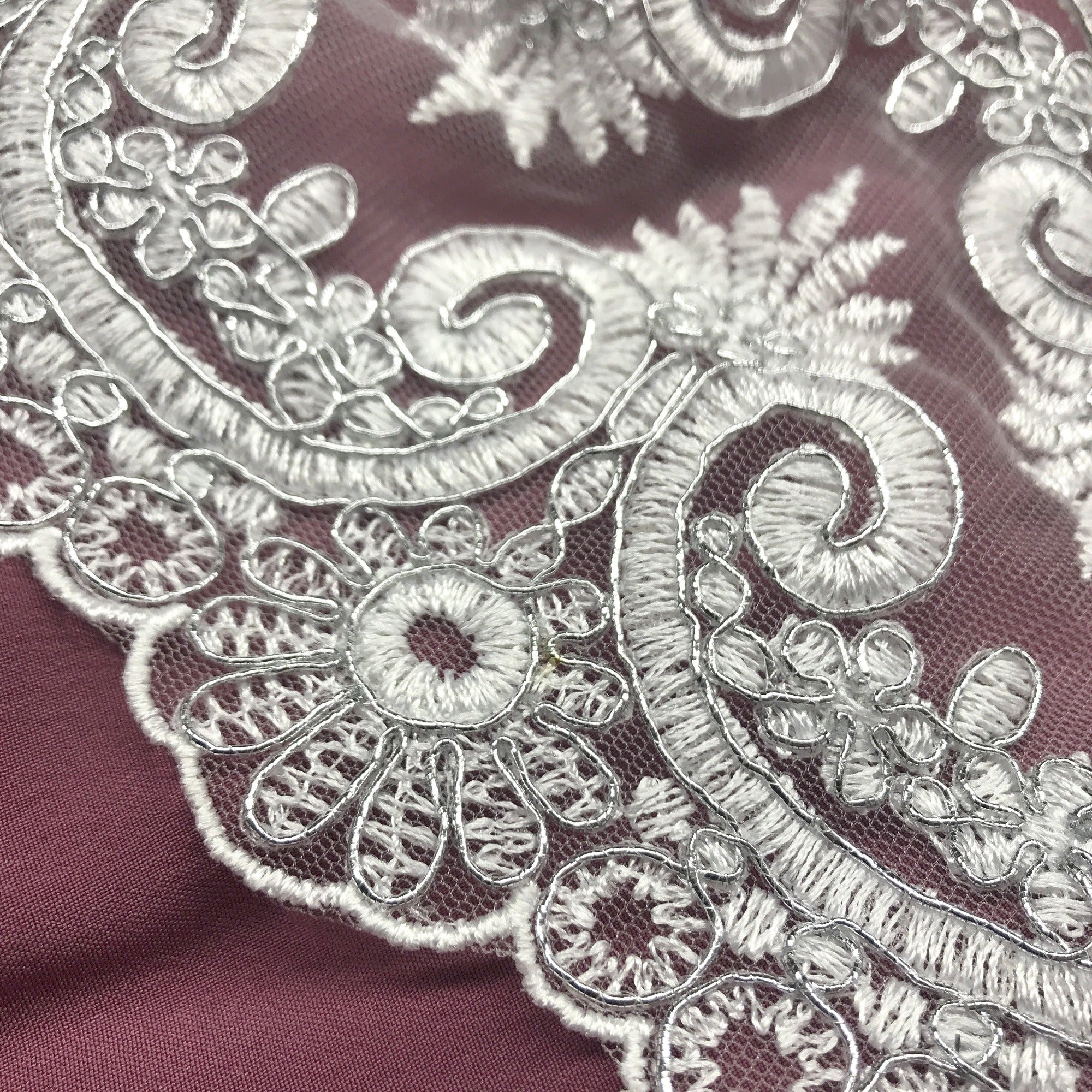 Corded Double Sided Lace Trimming Embroidered on 100% Polyester Net Me ...